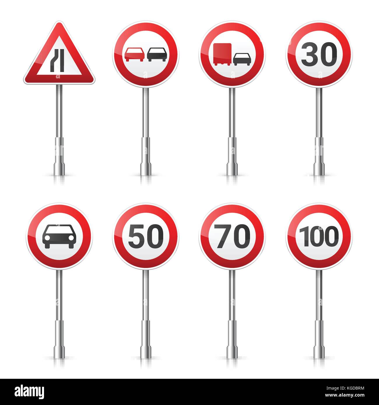 Road signs collection isolated on white background. Road traffic ...