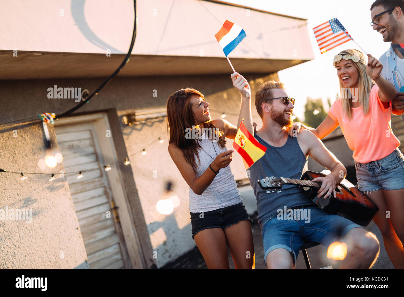 Happy group students celebration hi-res stock photography and images ...