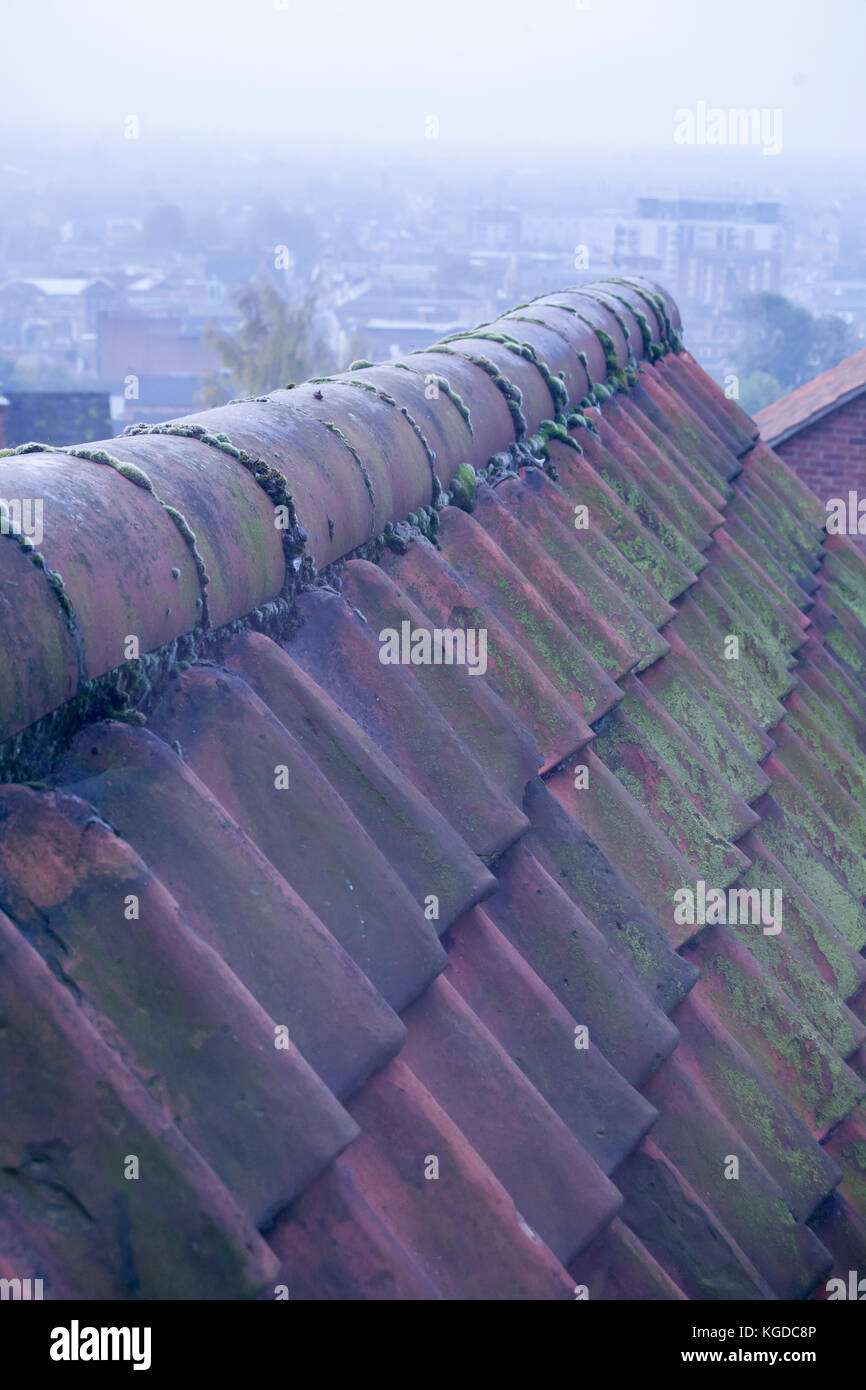 misty grey rooftop view over Lincoln city Stock Photo - Alamy