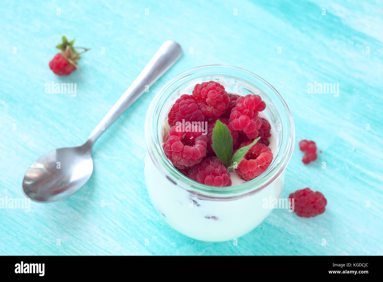 Yogurt with raspberry Stock Photo - Alamy