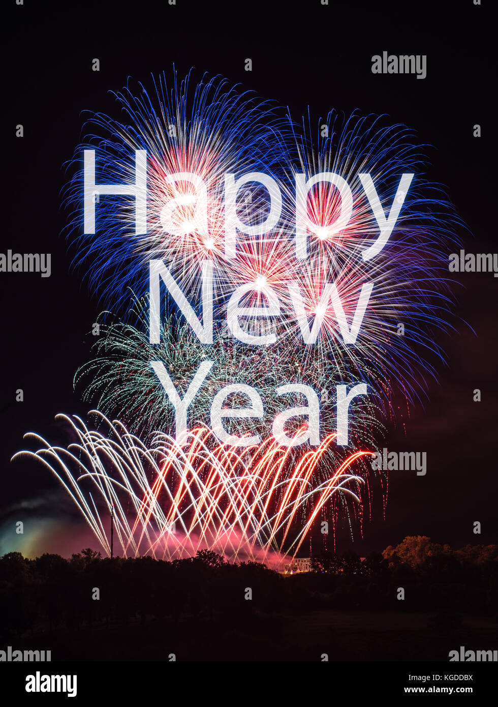 Happy New Year with colorful sparklers. The words Happy New Year are ...