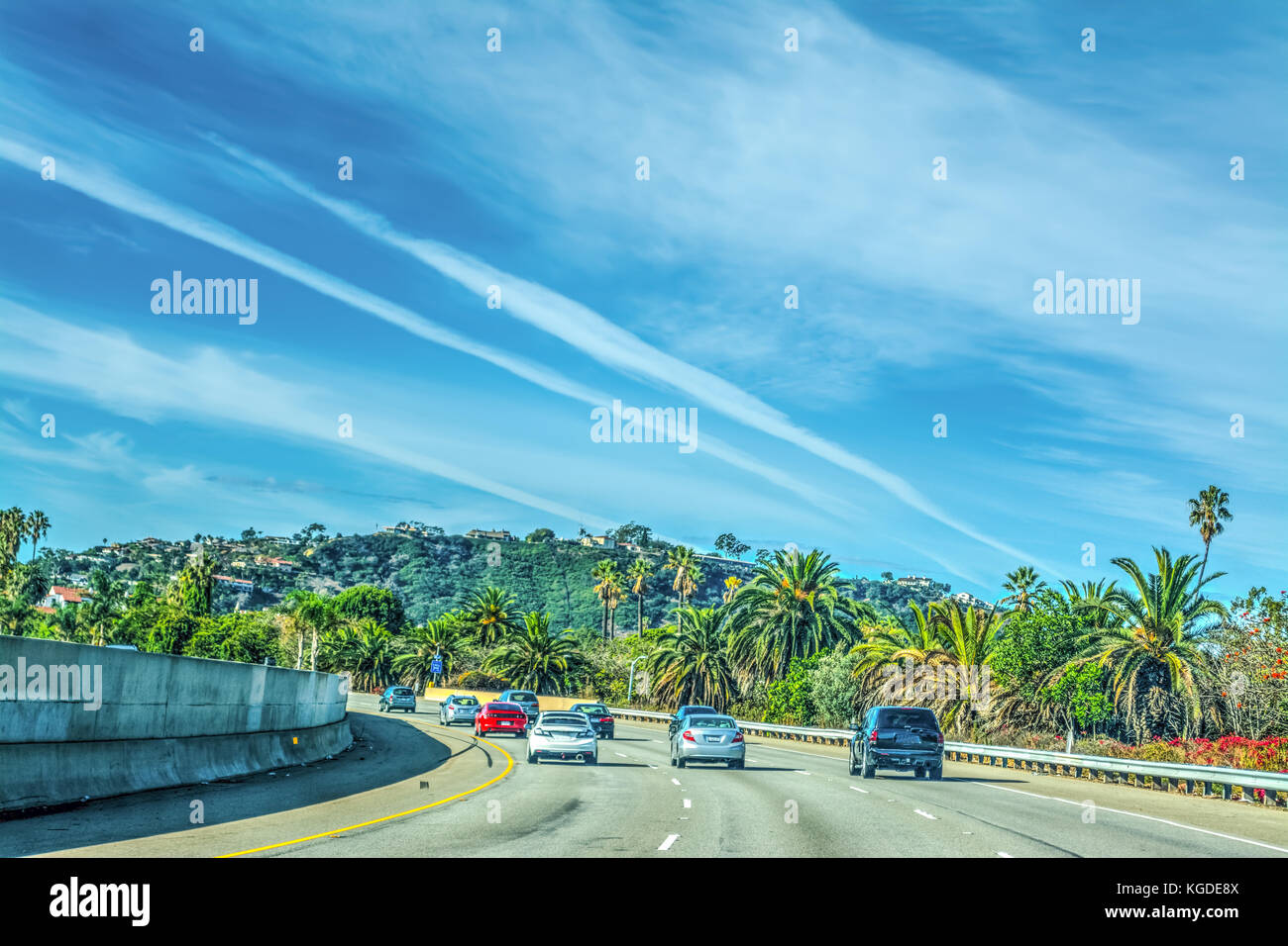 Traffic on 101 freeway northbound. Los Angeles, California Stock Photo ...
