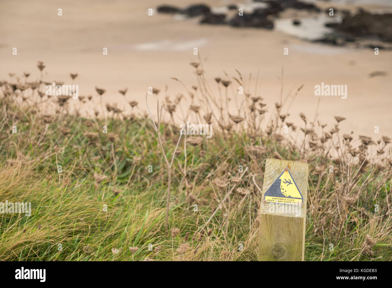 Danger erosion warning sign hi-res stock photography and images - Alamy