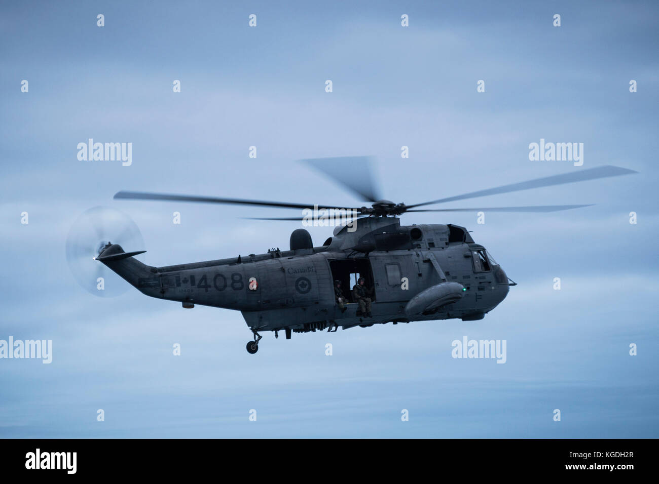 Flyby of a Royal Canadian Air Force (RCAF) CH-124 Sea King anti ...