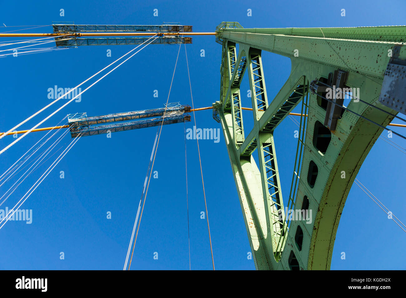 A tower on the Angus L. Macdonald Bridge in Halifax, Nova Scotia ...