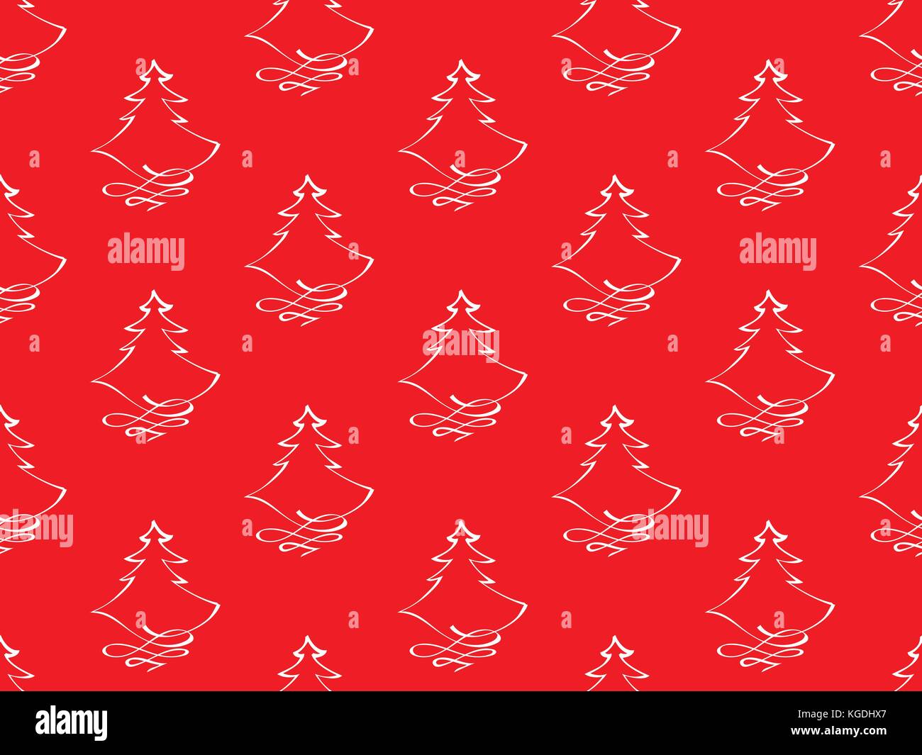 Hand drawn vector christmas themes with tree, isolated on red ...