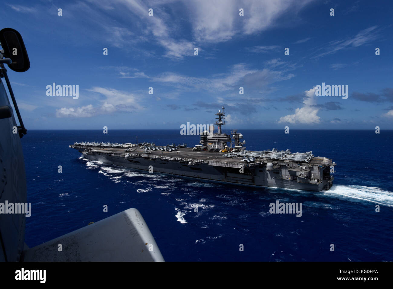 The aircraft carrier USS Theodore Roosevelt (CVN 71) transits the Pacific Ocean. Theodore ...