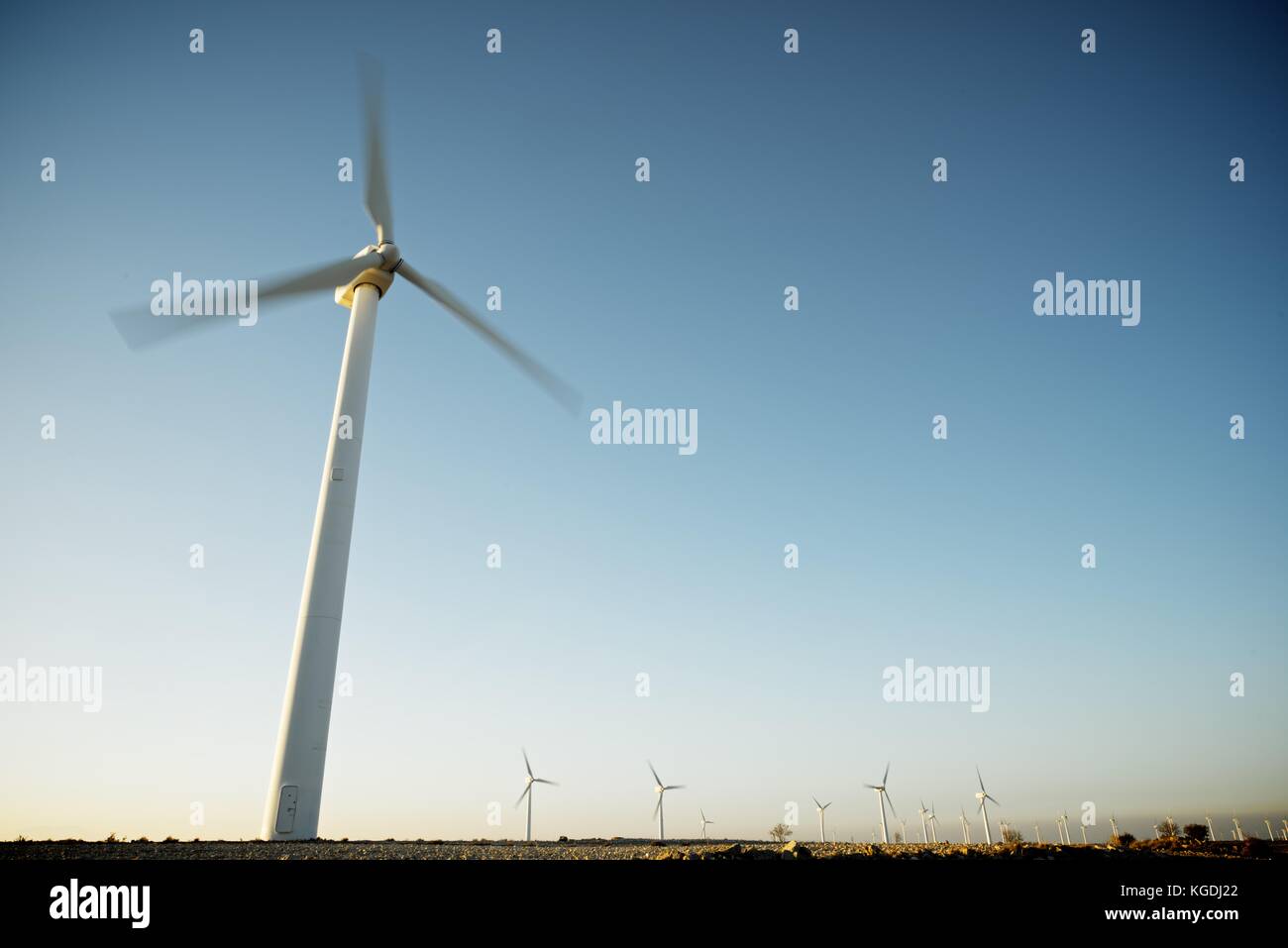Windmills for electric power production, La Muela, Zaragoza Province ...