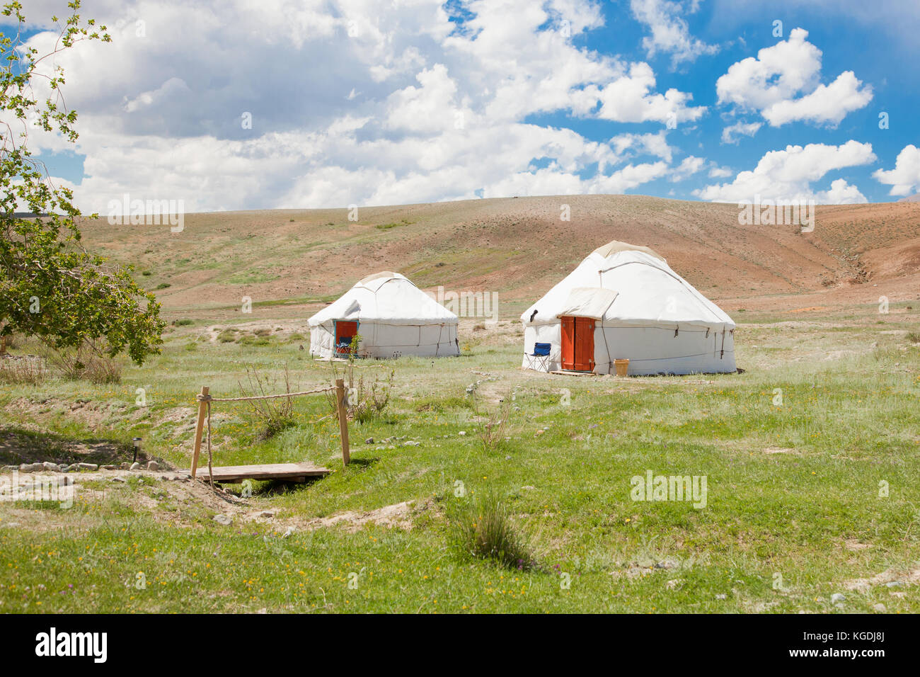 Two Kazakh yurt, a traditional dwelling in the steppes of Asia Stock ...