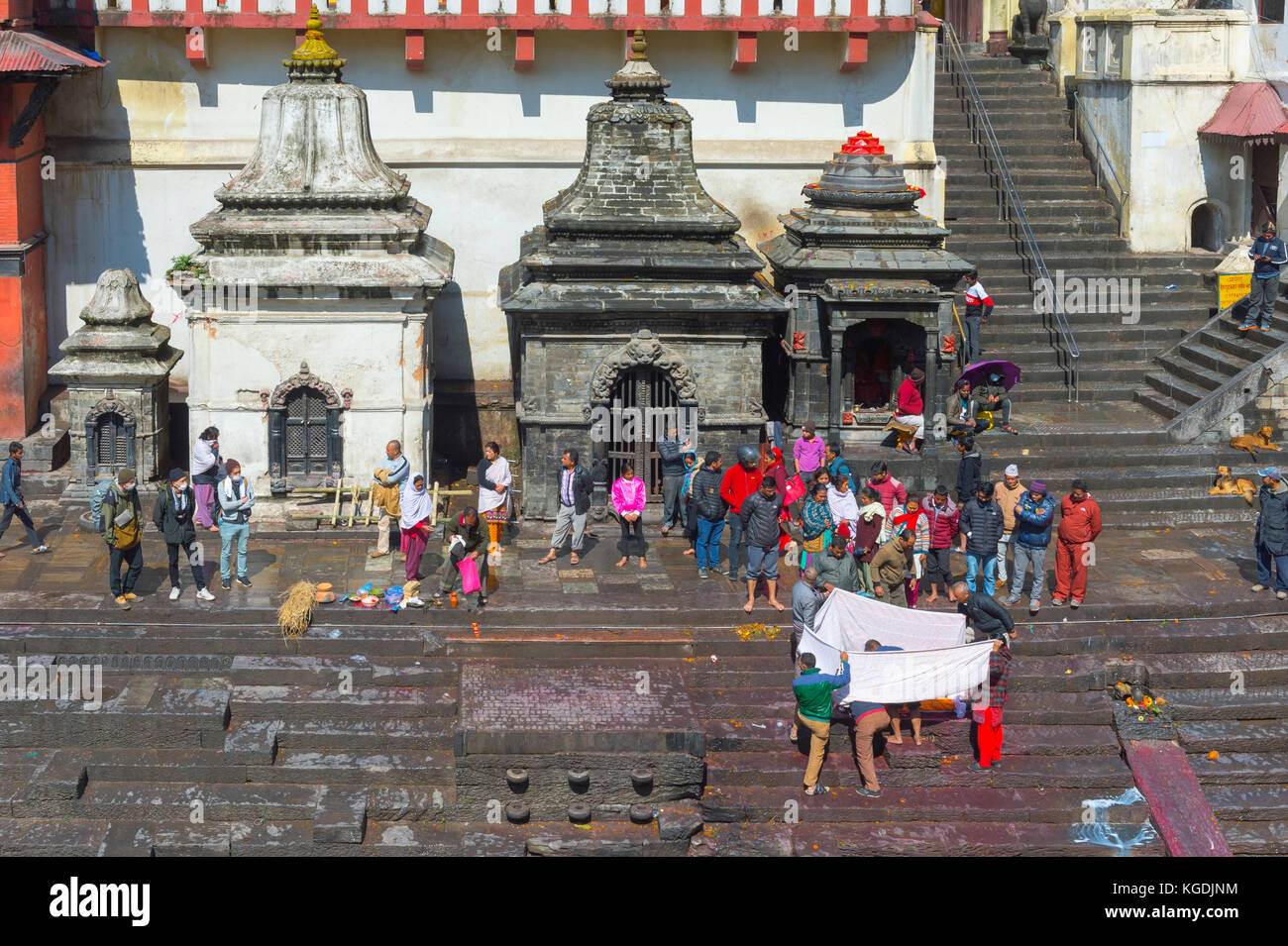 Cremation ghat along the Bagmati river, Pashupatinath Temple complex ...