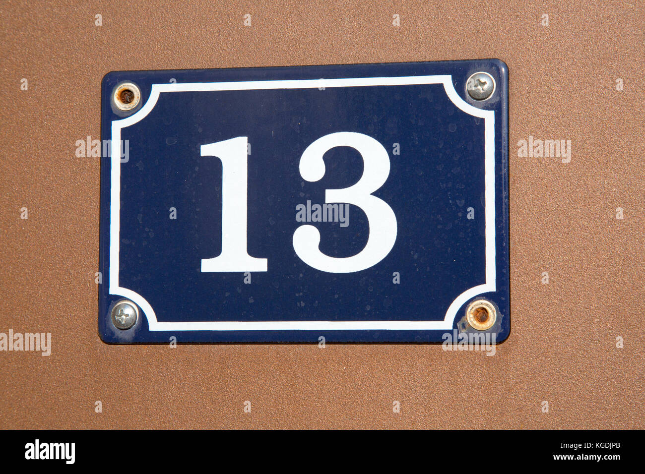 Number Thirteen - 13 on Wall Stock Photo - Alamy