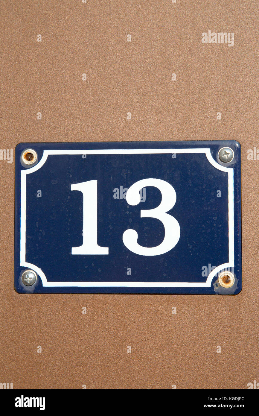 Number Thirteen - 13 on Wall Stock Photo - Alamy