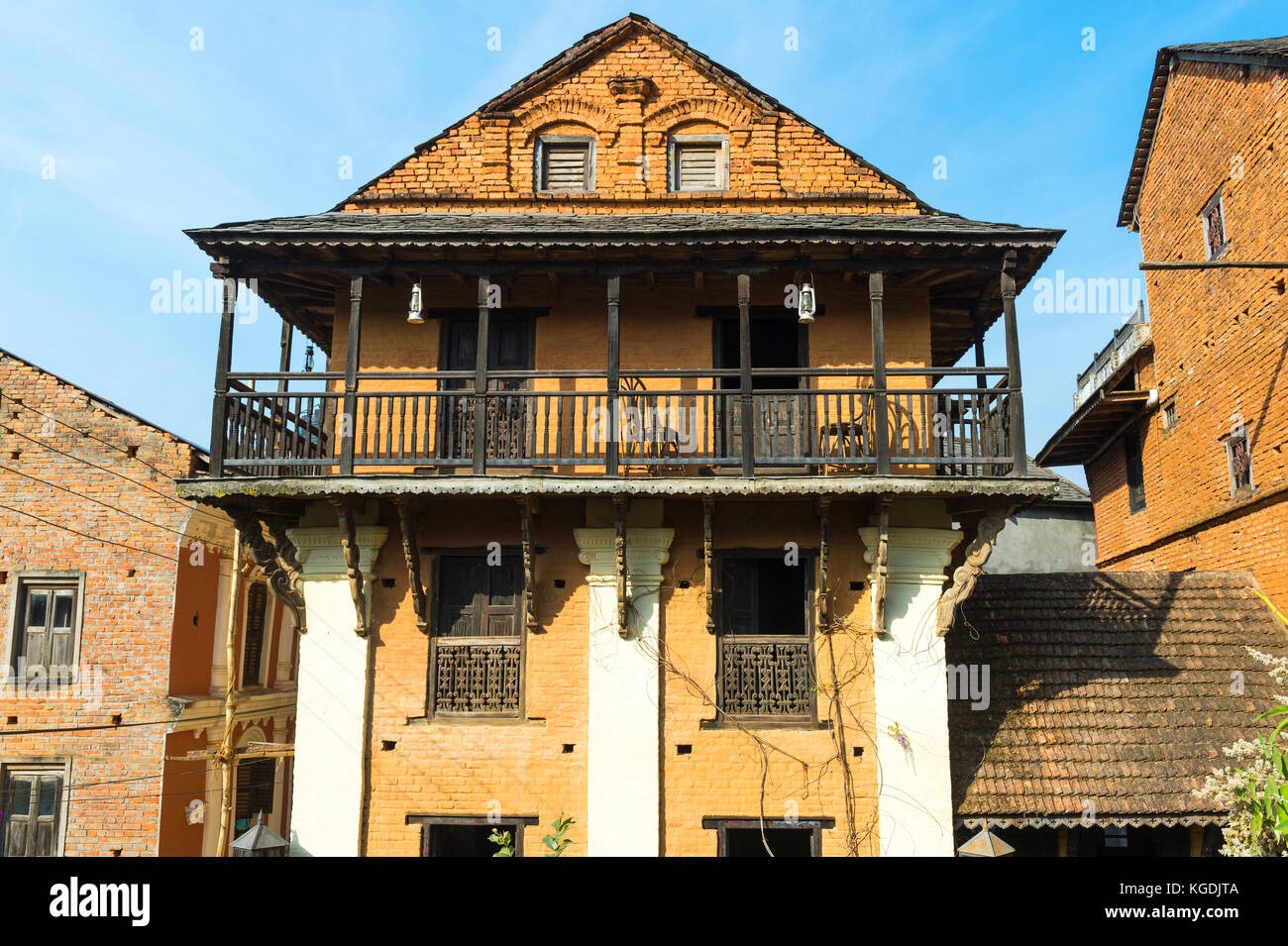 Traditional brick houses in Newari style, Bandipur, Tanahun district ...
