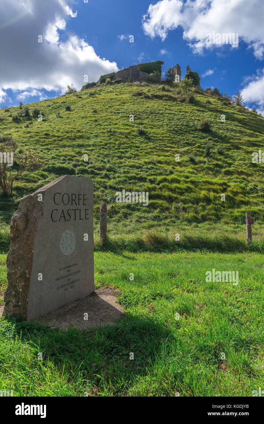 Corfe Castle Hill Stock Photo - Alamy