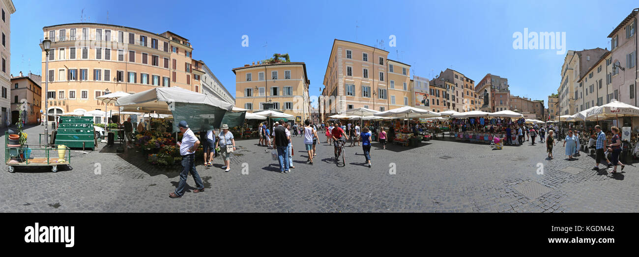 ROME, ITALY - JUNE 29, 2014: People Shopping at Open Market at Campo de ...