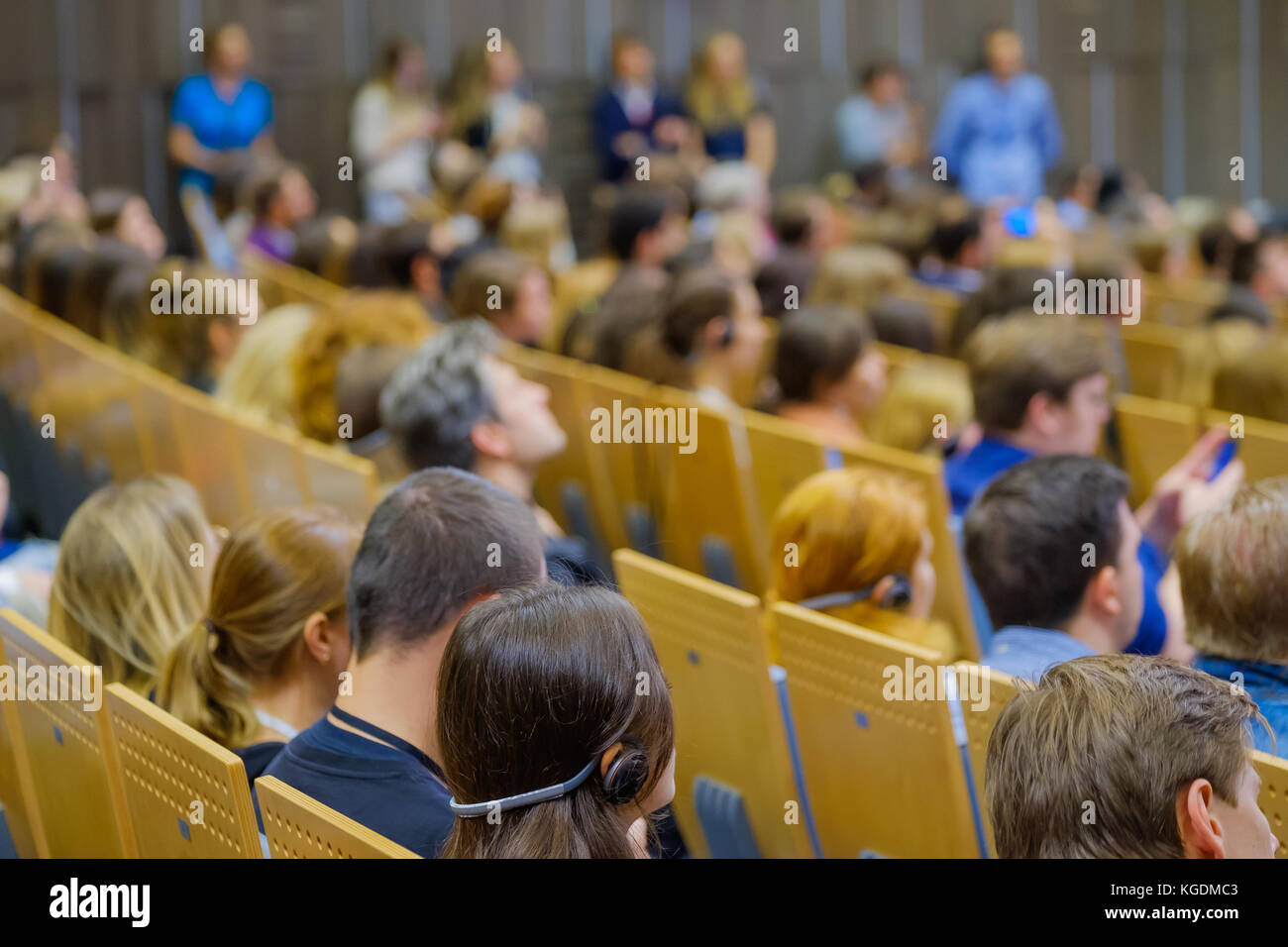 Audience listens to the lecturer Stock Photo - Alamy