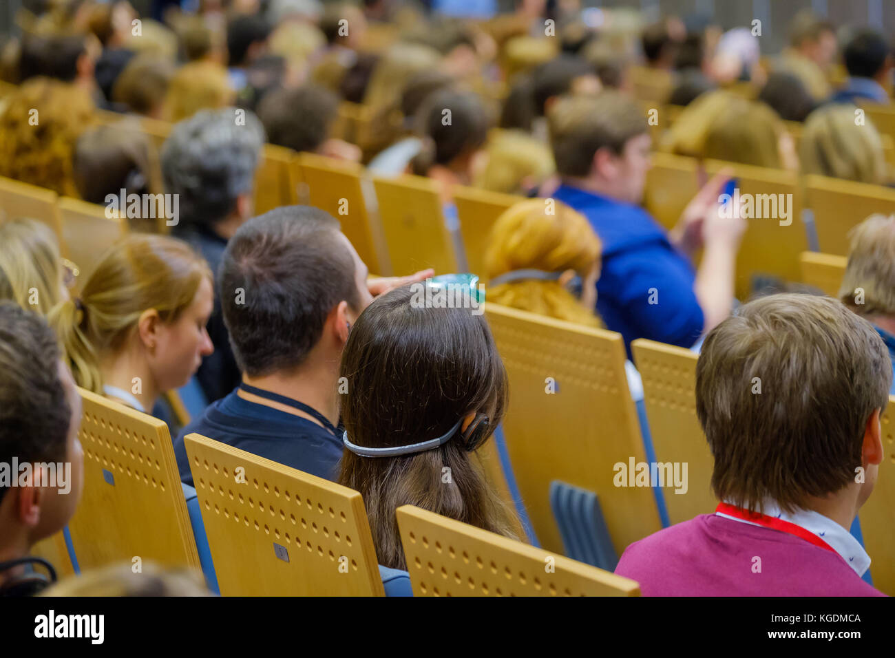 Audience listens to the lecturer Stock Photo - Alamy