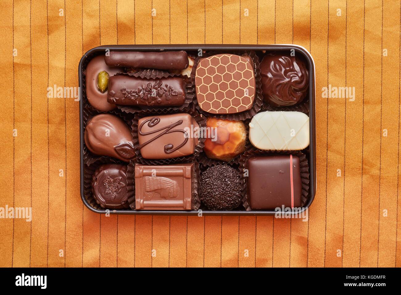 Chocolate candies box Stock Photo - Alamy