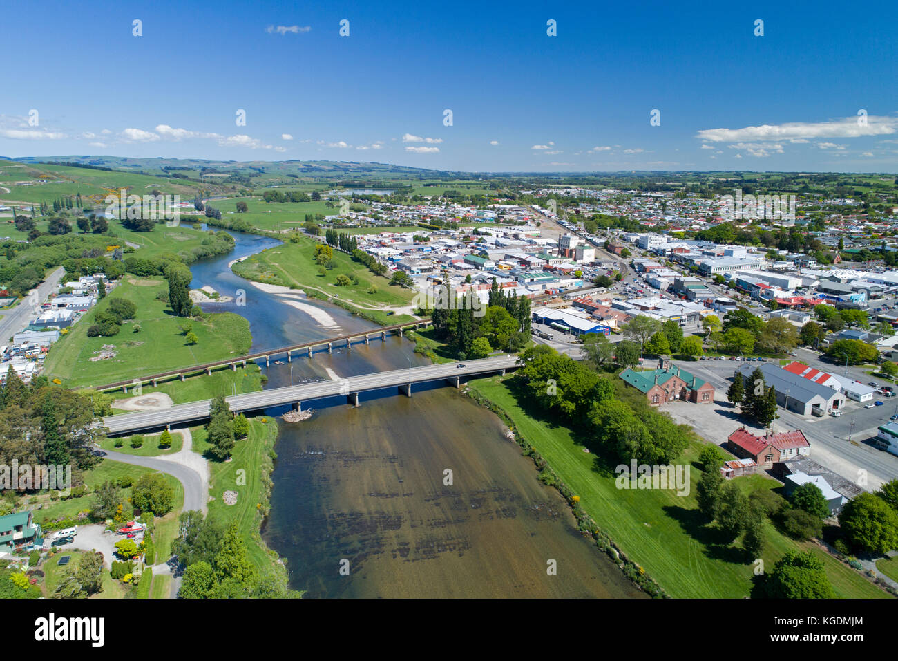 Mataura River, Gore, Southland, South Island, New Zealand - drone ...