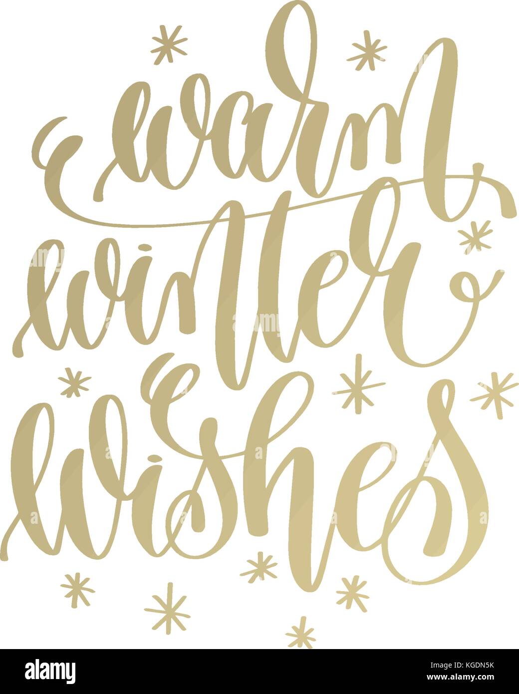 warm winter wishes golden hand lettering winter holidays celebra Stock ...