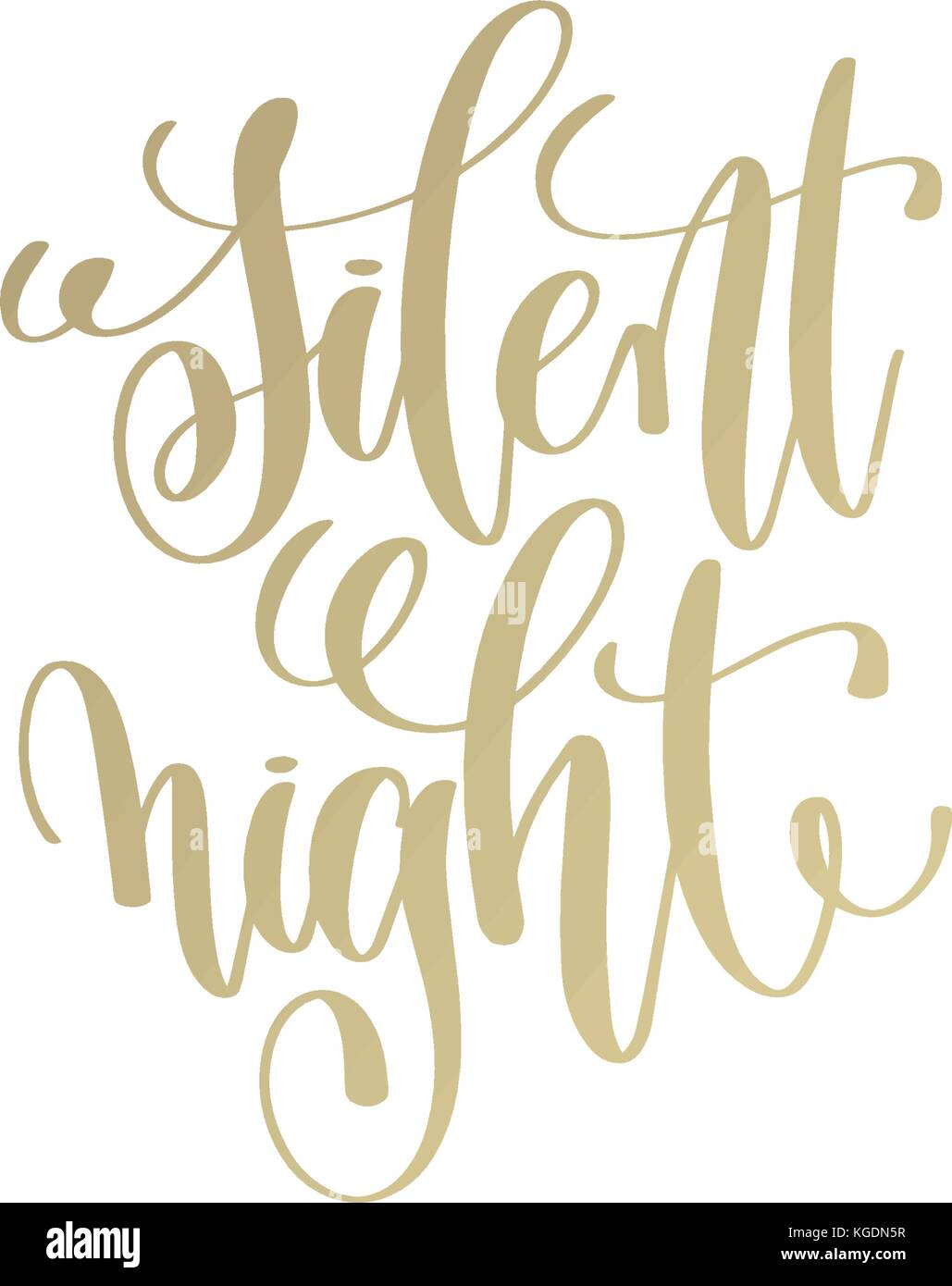silent night golden hand lettering winter holidays celebration Stock ...