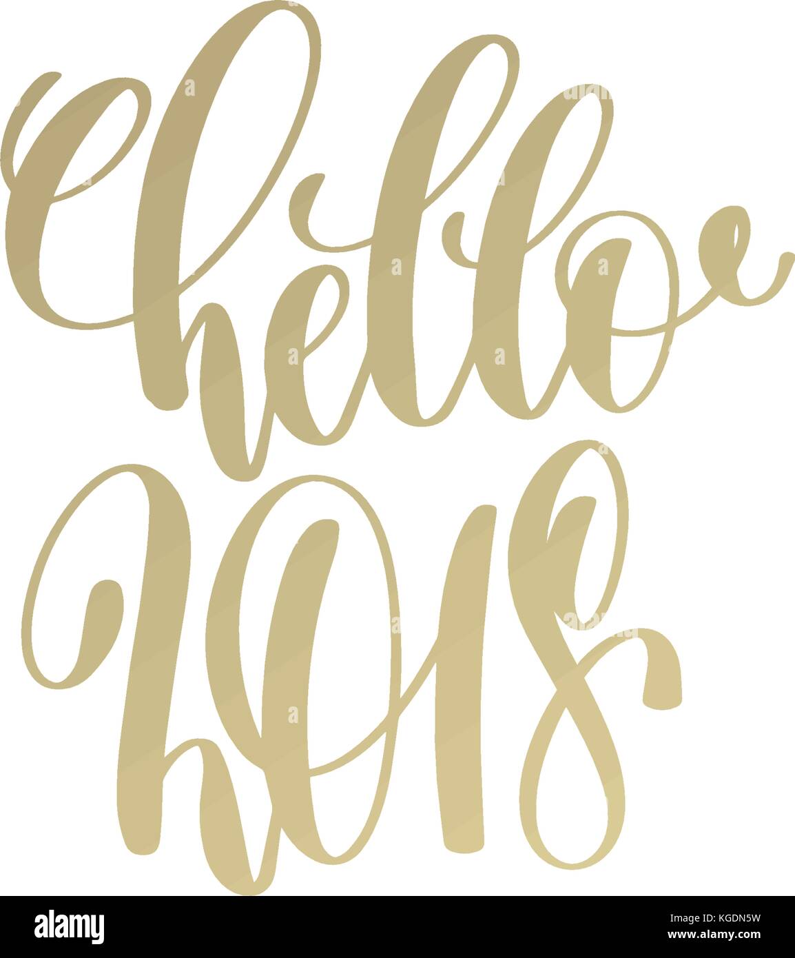 hello 2018 golden hand lettering winter holidays celebration Stock ...