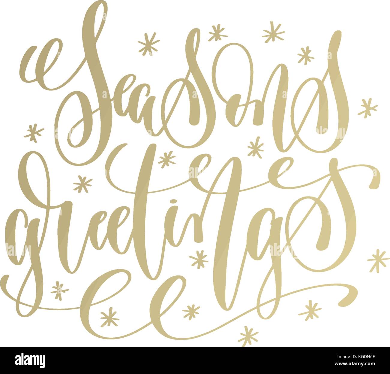 seasons greetings golden hand lettering winter holidays Stock Vector ...
