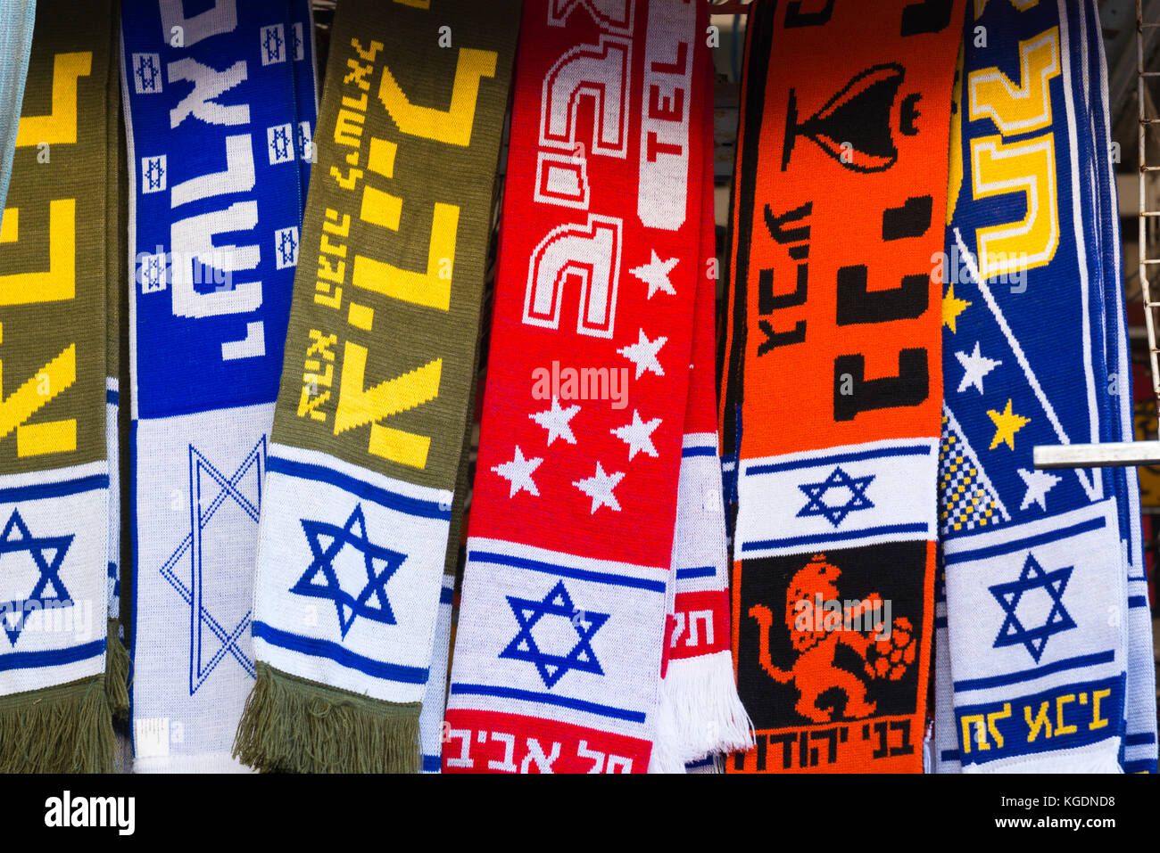 Israel The Holy Land Tel Aviv Carmel Market stall football scarf scarfs ...