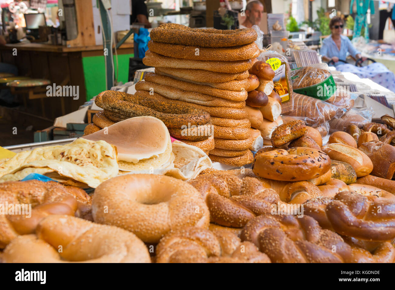 Israel The Holy Land Tel Aviv Carmel Market freshly baked bread rolls ...