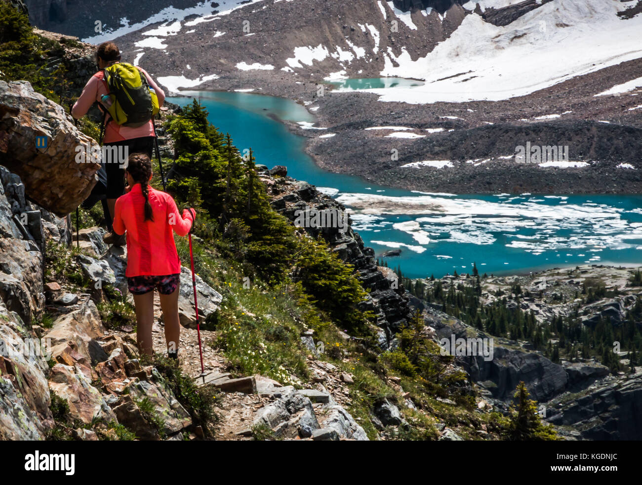 Hikers on Huber Ledges on the way to Lake Oesa Stock Photo - Alamy