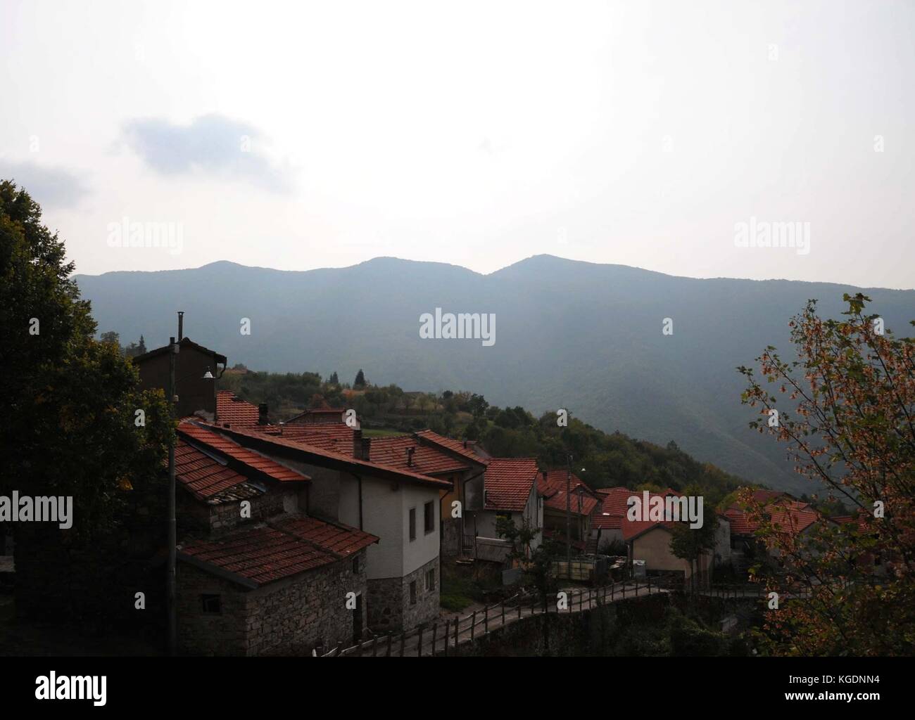 Life in the Appennine village of Carrega Ligure, Piedmont, Italy Stock ...
