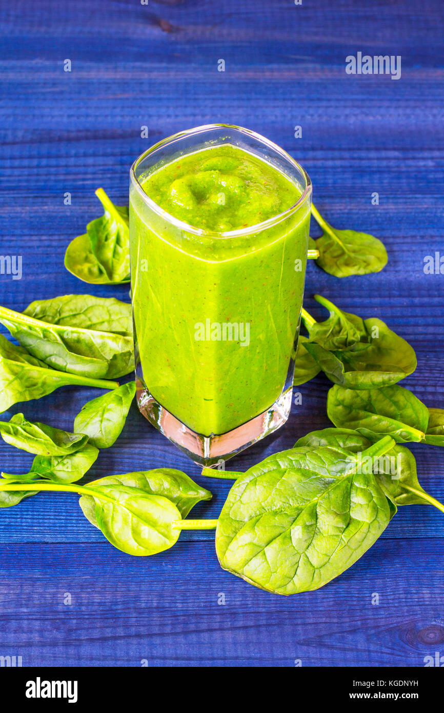 Green spinach cocktail, smoothie. Healthy lifestyle concept Stock Photo ...