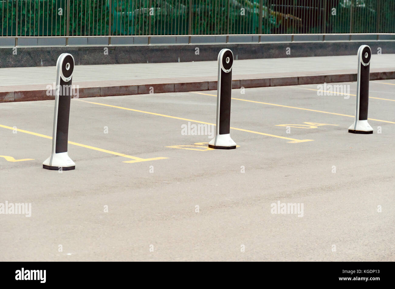Columns designating parking spaces for important people. VIP Stock ...