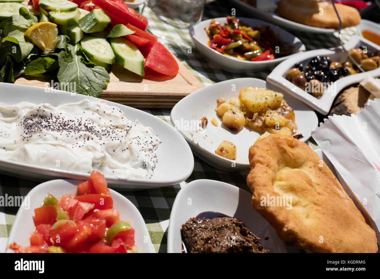 traditional turkish breakfast with tomato,cheese,olive Stock Photo - Alamy