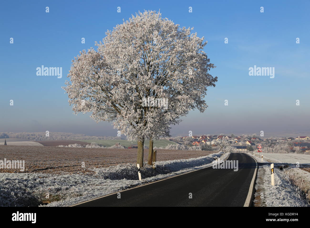 Winter landscape. Fields covered with the first snow Stock Photo - Alamy