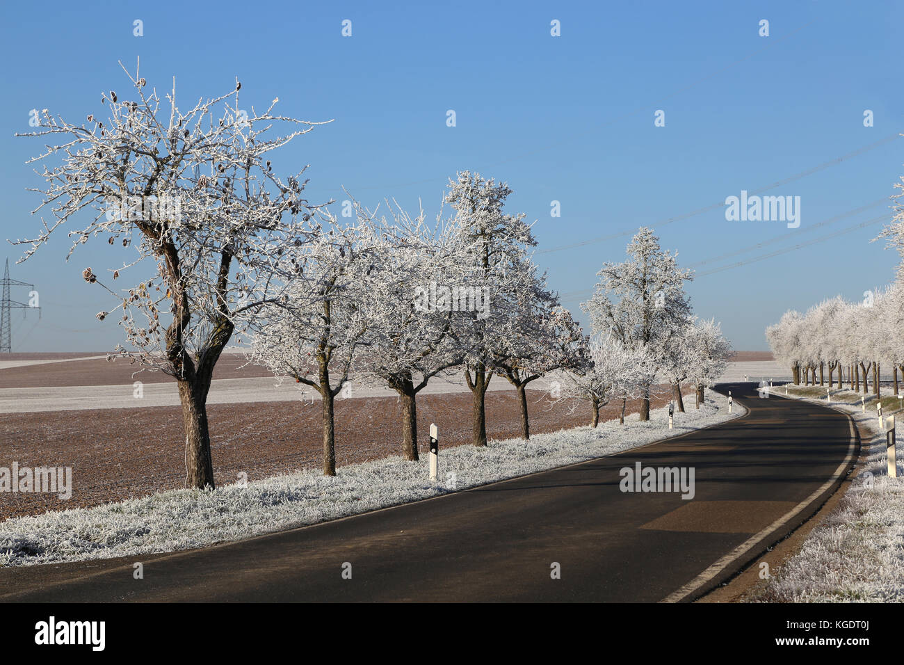 Winter landscape. Fields covered with the first snow Stock Photo - Alamy