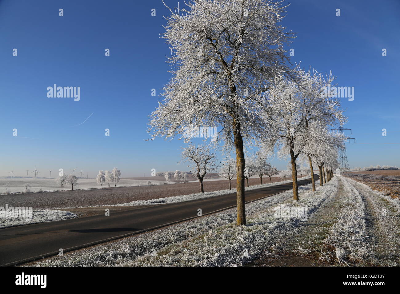 Winter landscape. Fields covered with the first snow Stock Photo - Alamy