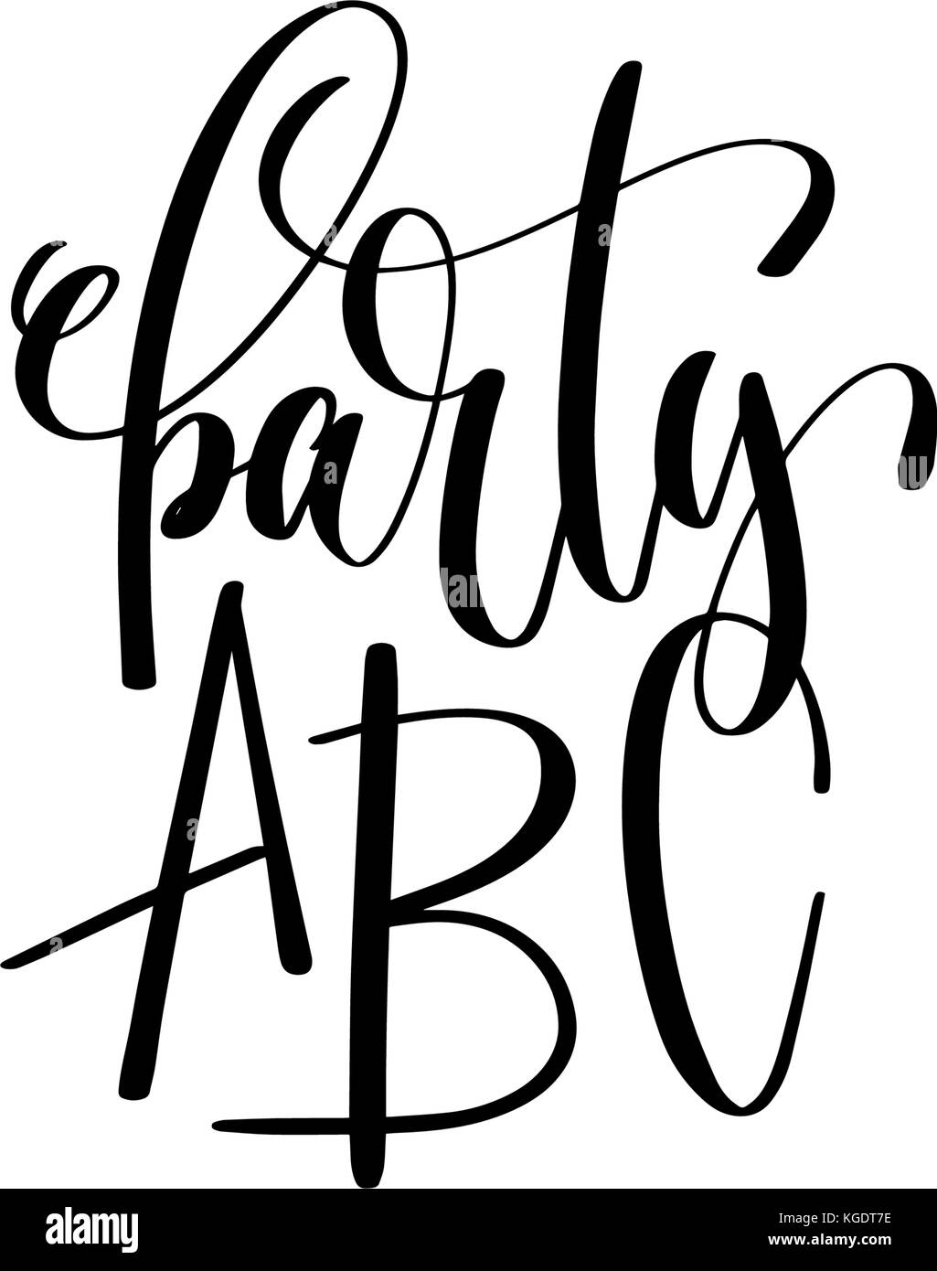 party ABC hand lettering event invitation inscription Stock Vector ...