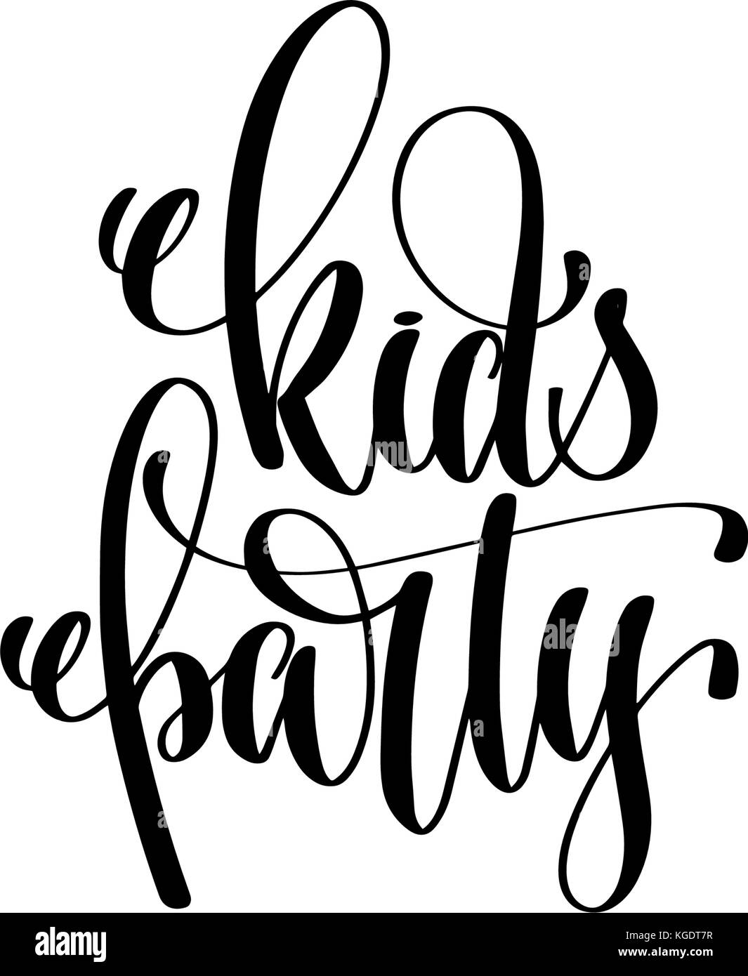 kids party hand lettering event invitation inscription Stock Vector ...