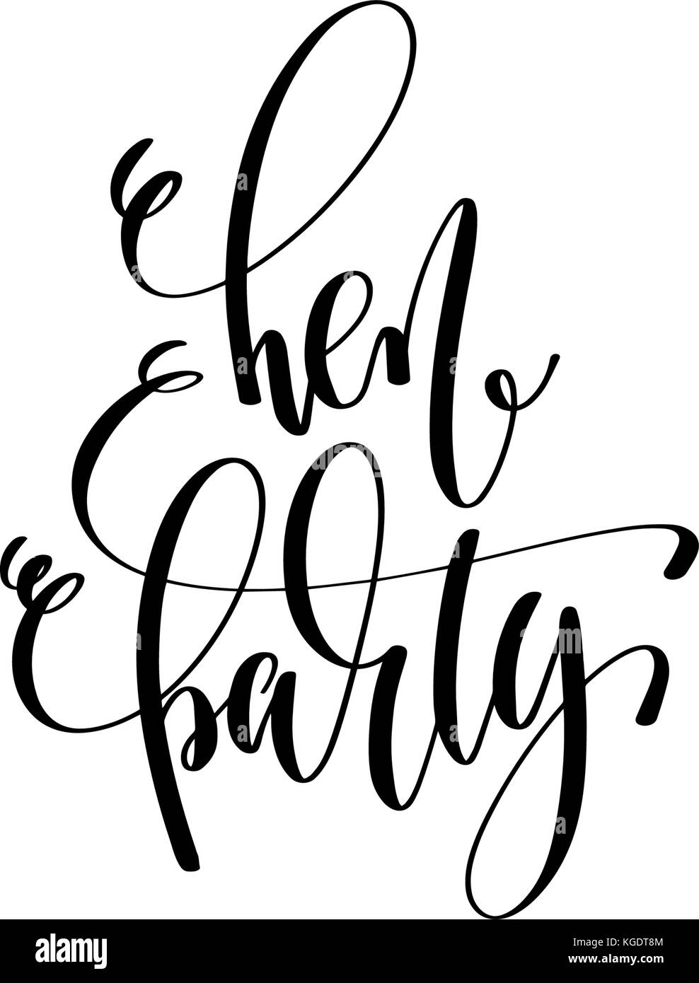 hen party hand lettering event invitation inscription Stock Vector ...