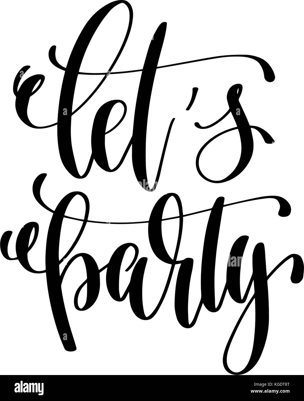 let's party hand lettering event invitation inscription Stock Vector ...