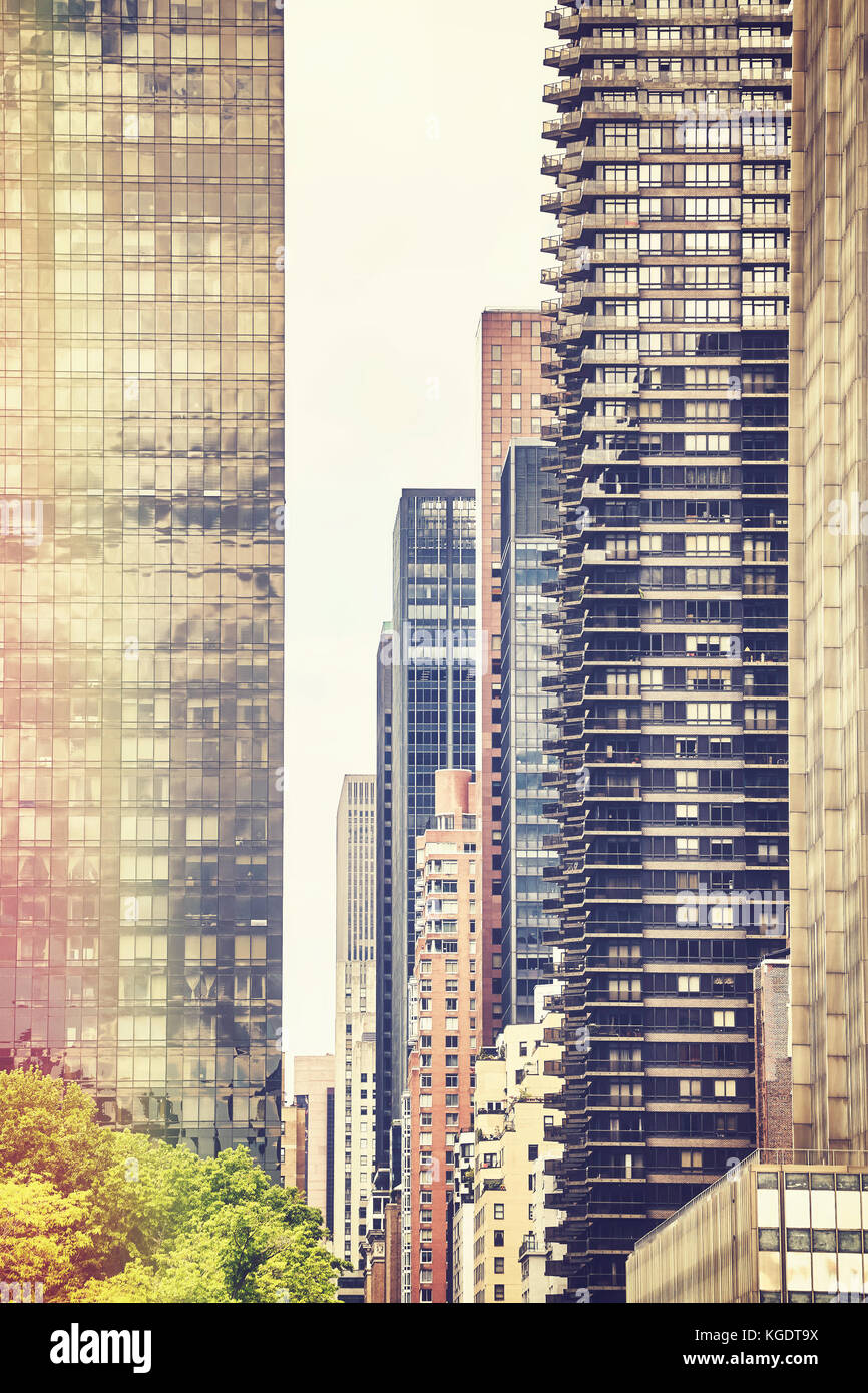 Retro stylized picture of New York buildings, USA Stock Photo - Alamy
