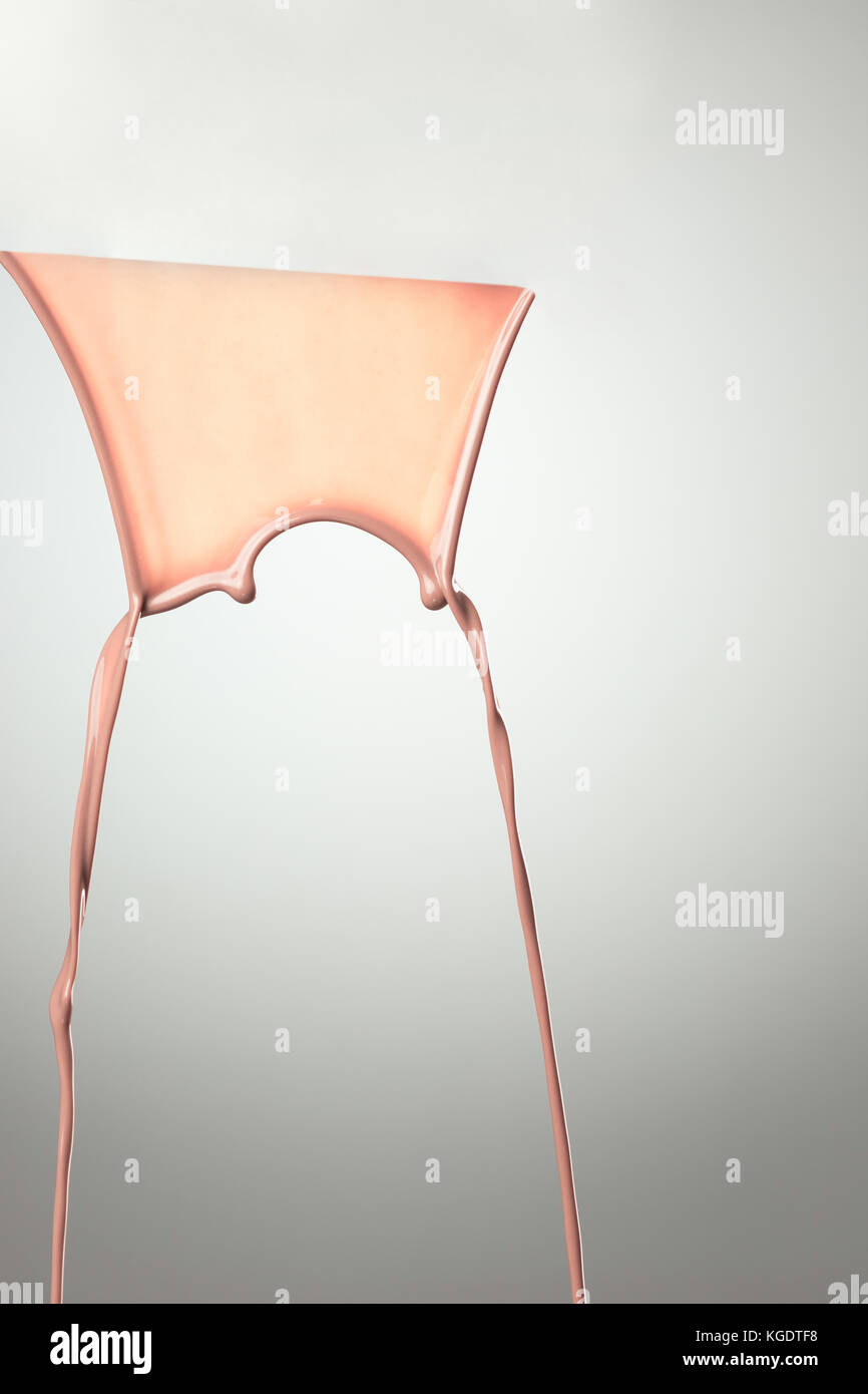 Melted hot chocolate syrup is dripping. Streams with drops isolated on ...