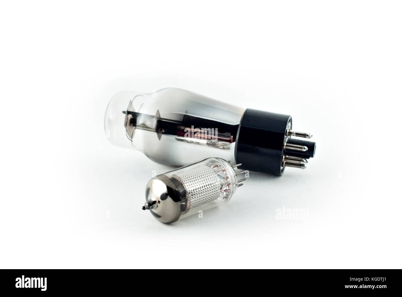 two vacuum tubes on a white background Stock Photo - Alamy