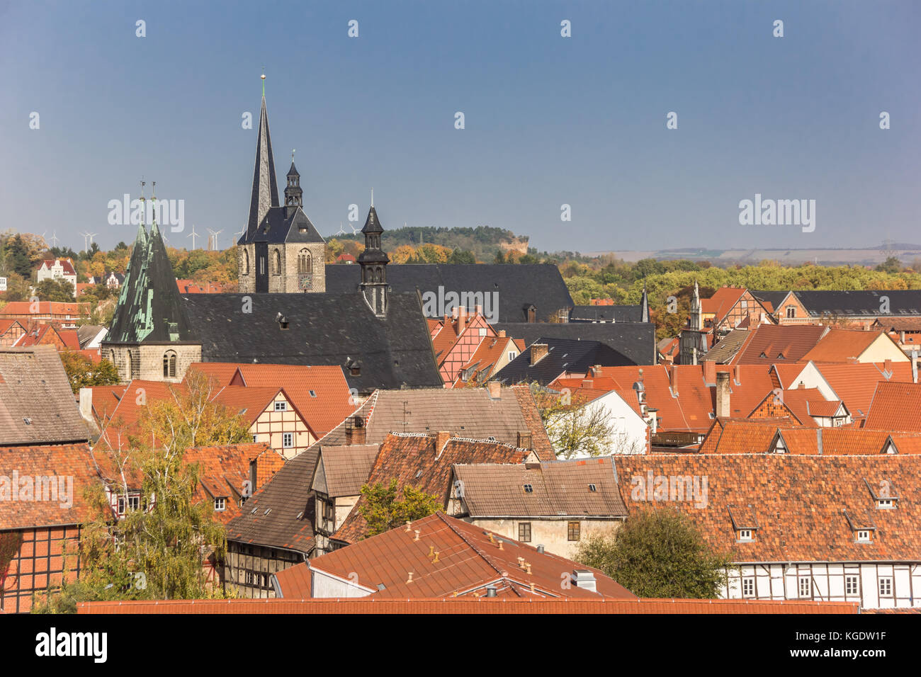 View over rooftops and churches of Quedlinburg, Germany Stock Photo - Alamy