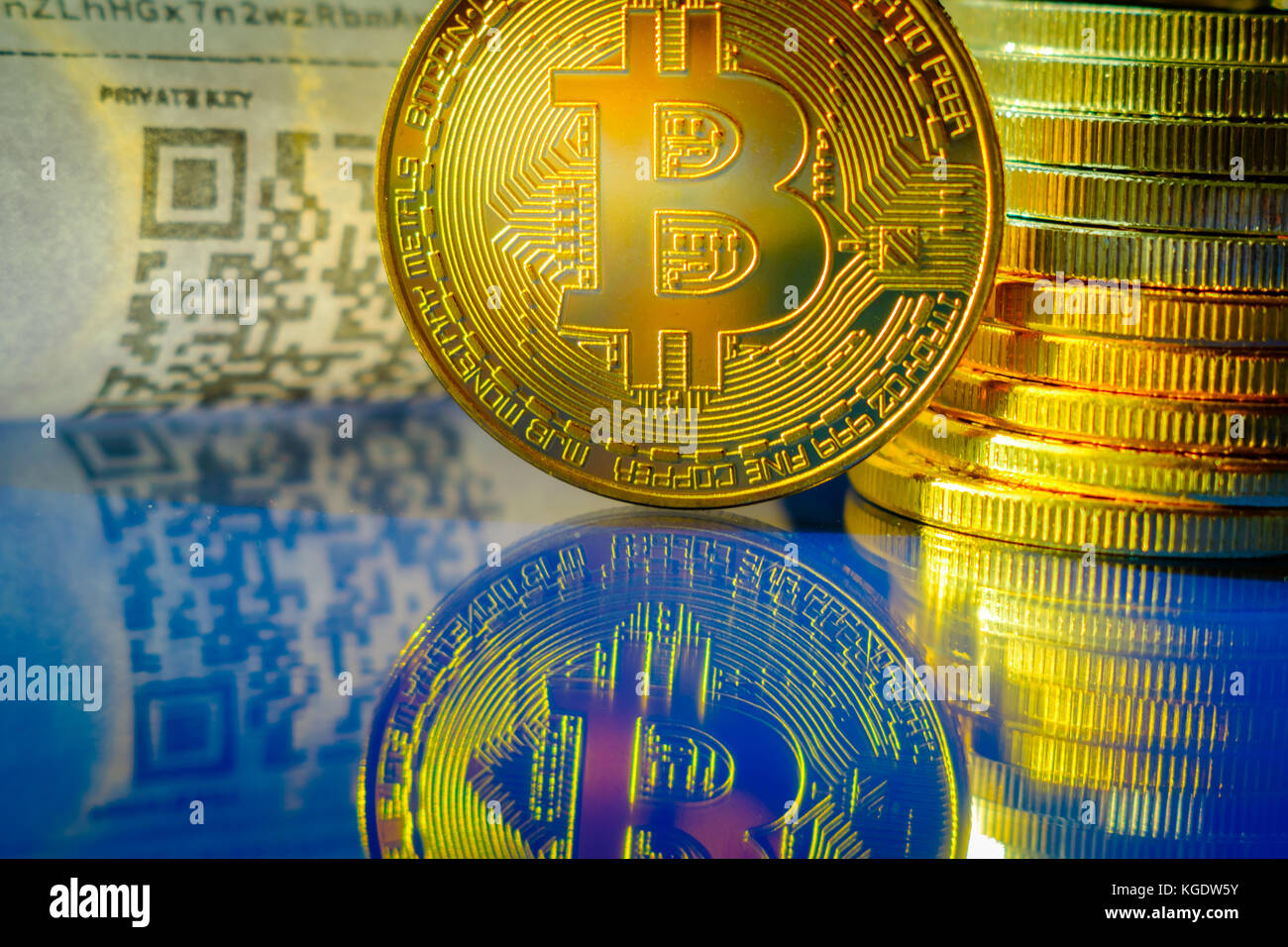 Bitcoin golden coins and paper receipt Stock Photo - Alamy