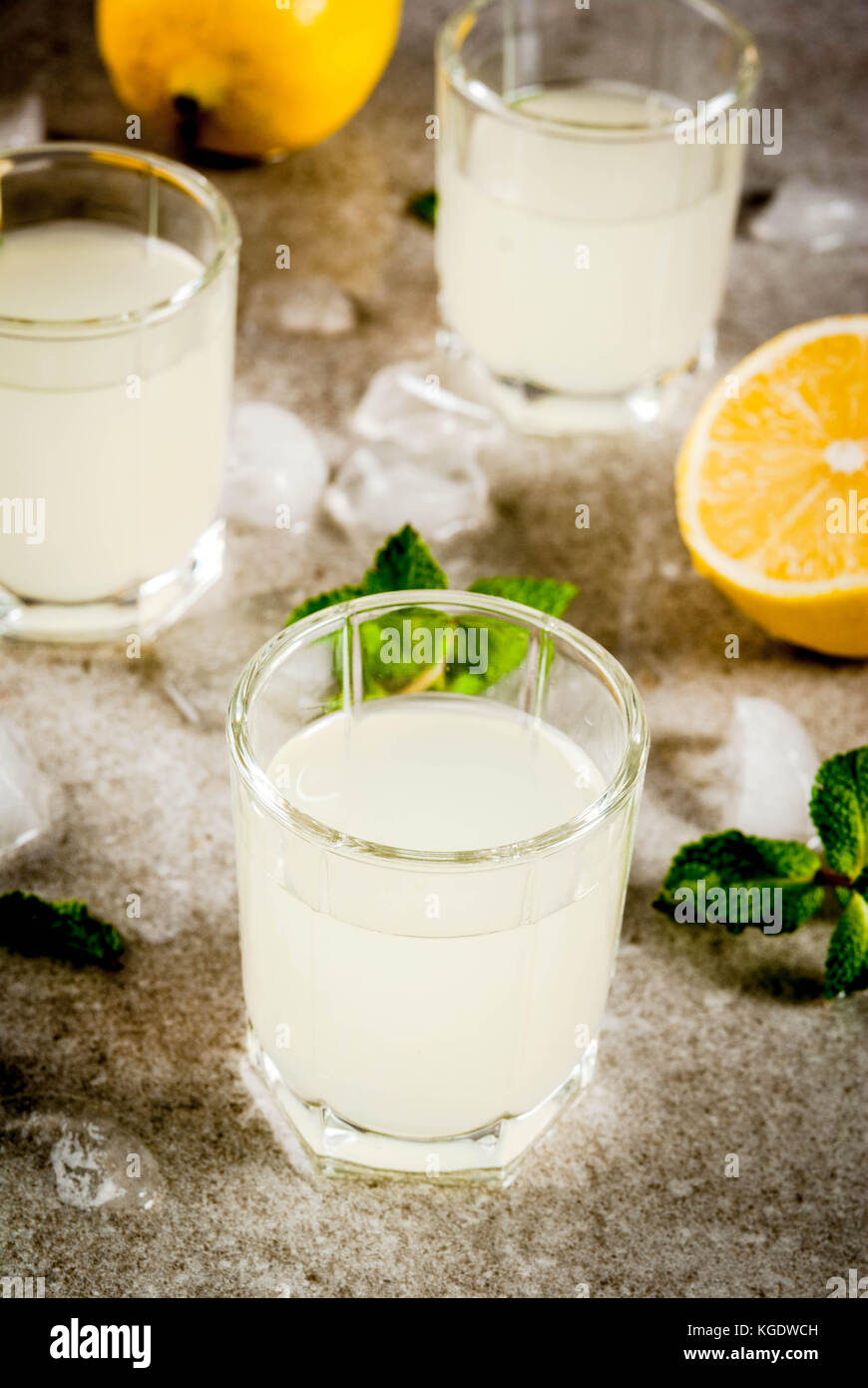 Traditional italian alcoholic homemade beverage, lemon liqueur ...