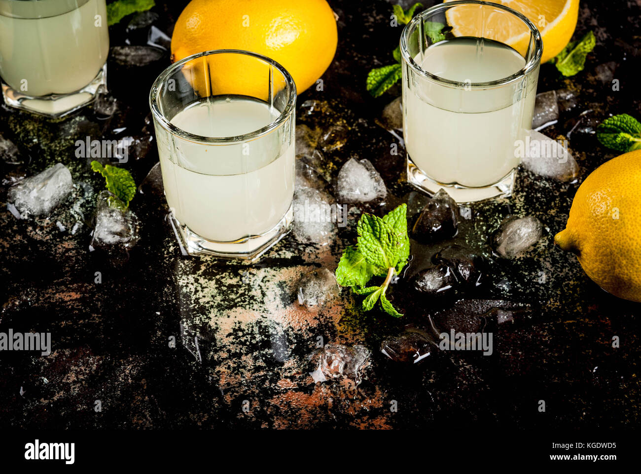 Traditional italian alcoholic homemade beverage, lemon liqueur ...