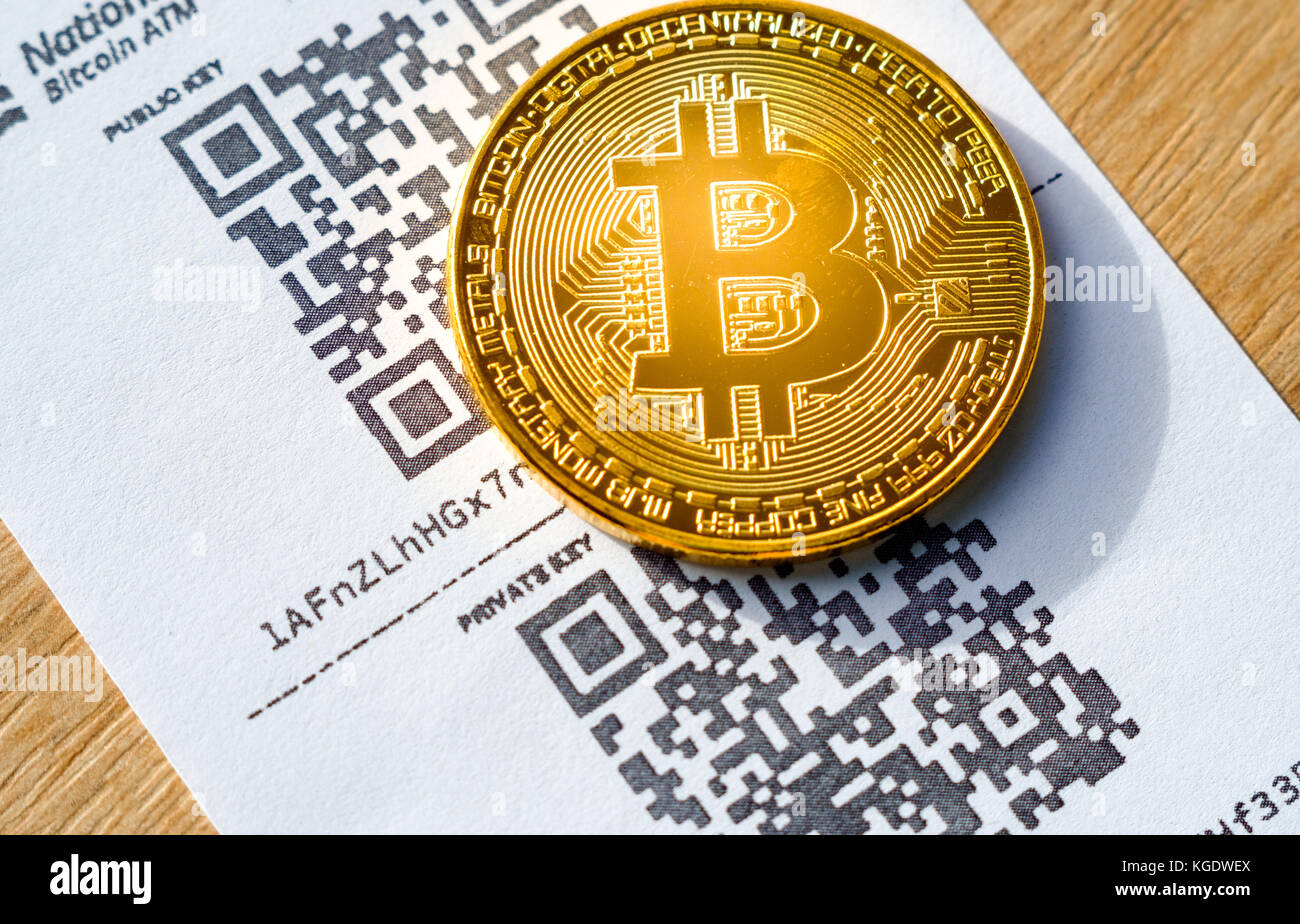 Bitcoin golden coins and paper receipt Stock Photo - Alamy