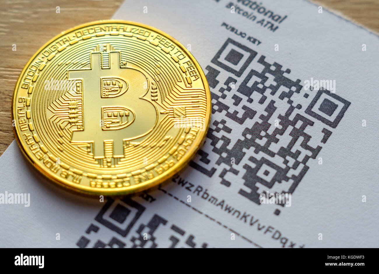 Bitcoin golden coins and paper receipt Stock Photo - Alamy